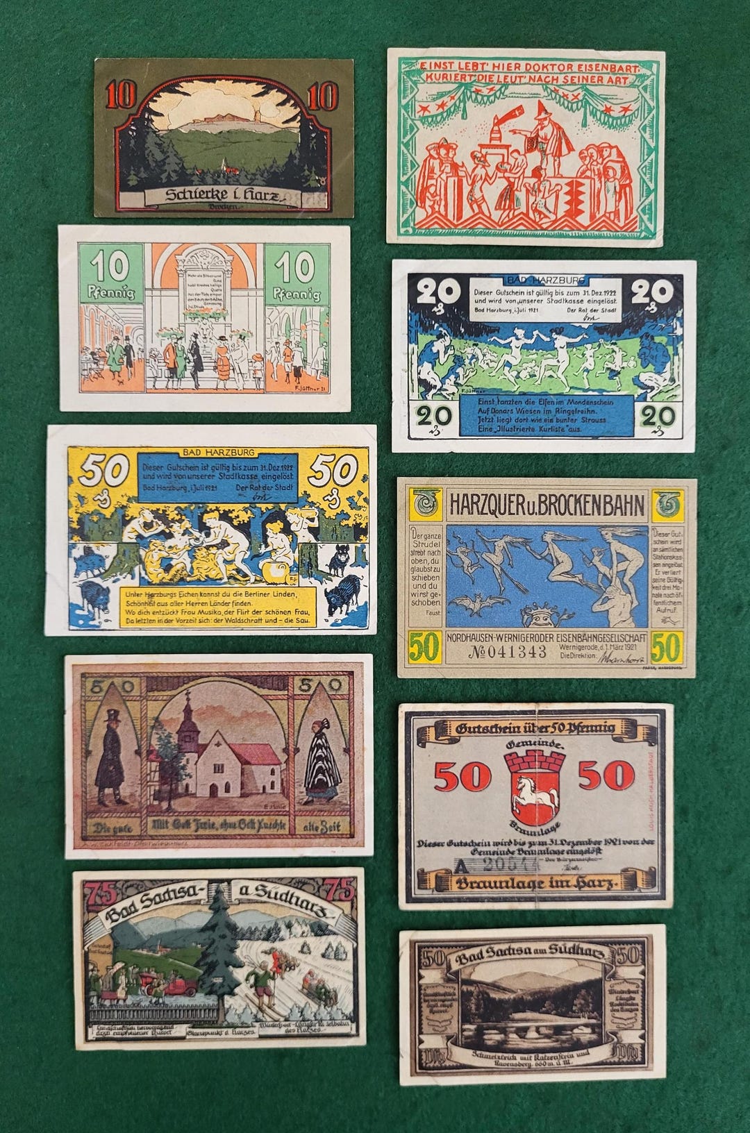 Sixteen Post WW1 Emergency Money-notgeld Sixteen Assorted Weimar ...