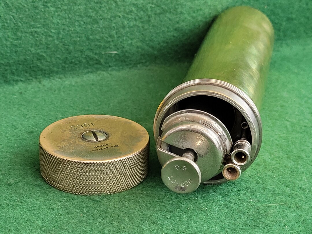 Vintage Medical Syringe in Brass Carry Tube. Antique Glass Syringe in ...