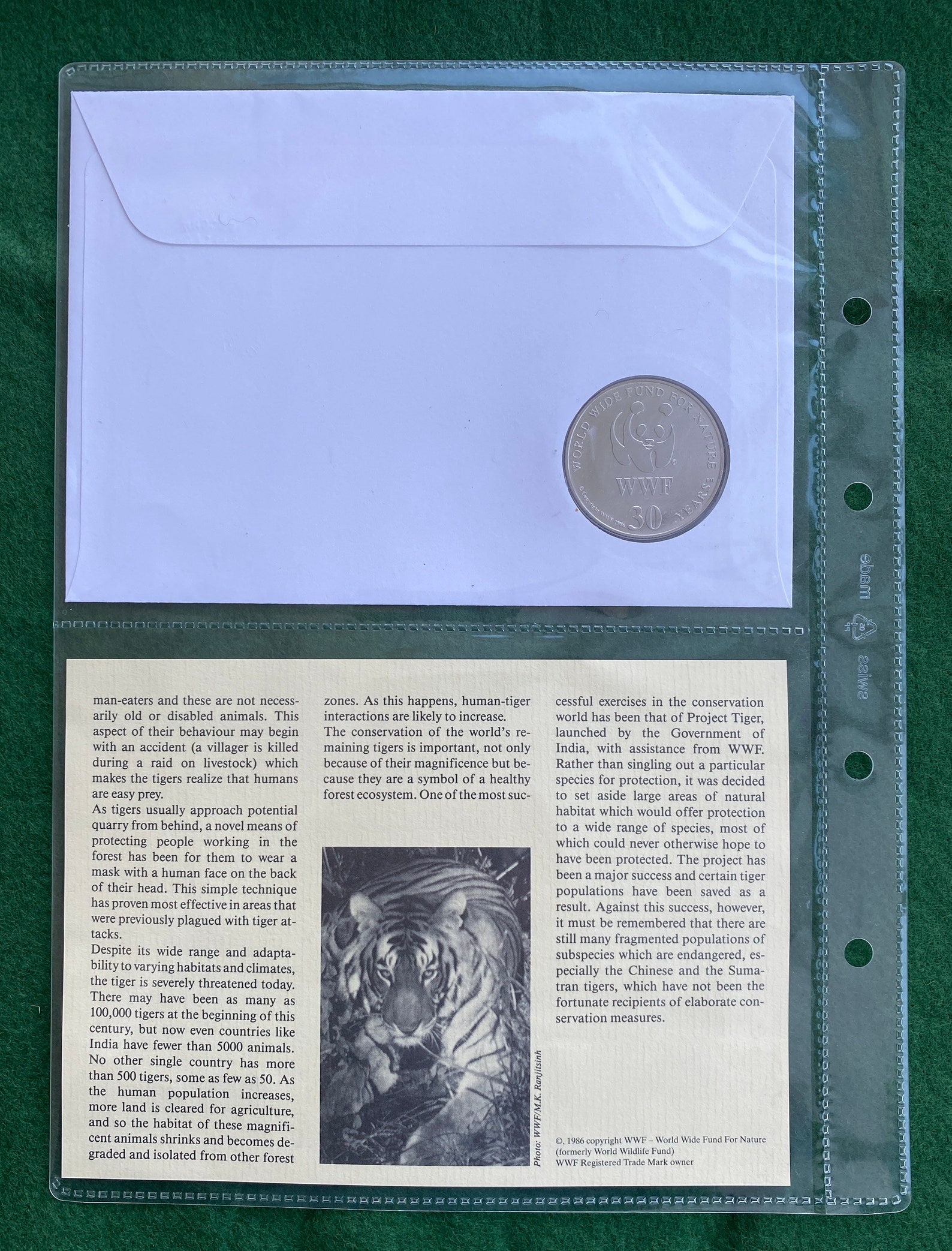 WWF 1993 Tiger Token. WWF Tiger Official Philatelic-numismatic - Etsy UK