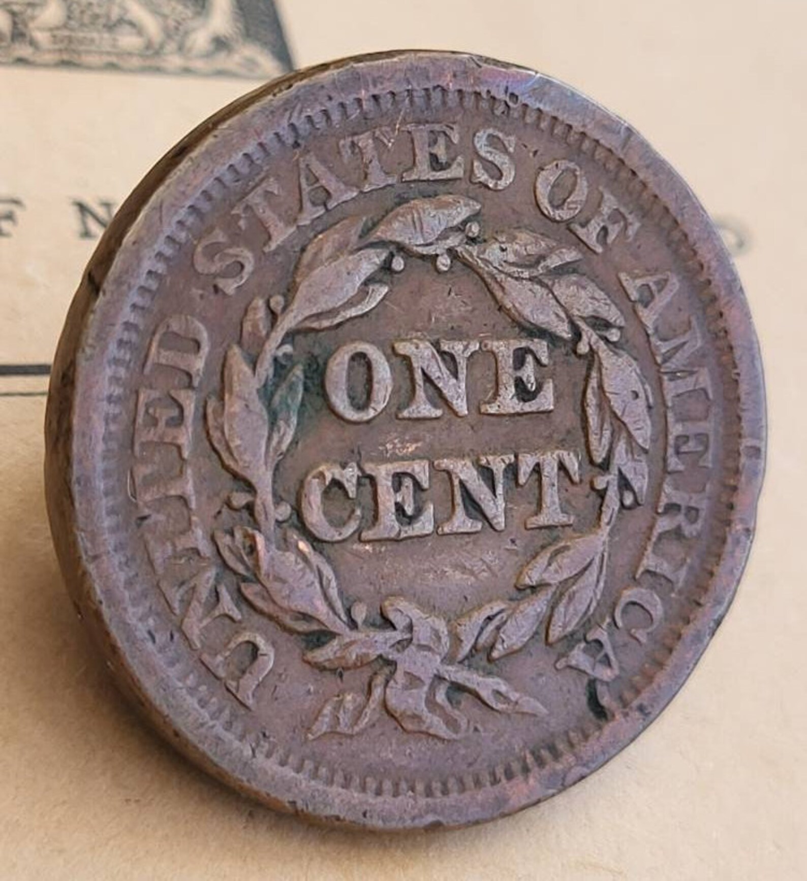 1851 American Large One Cent. 1851 Libery Head One Cent. Antique U.S.A ...