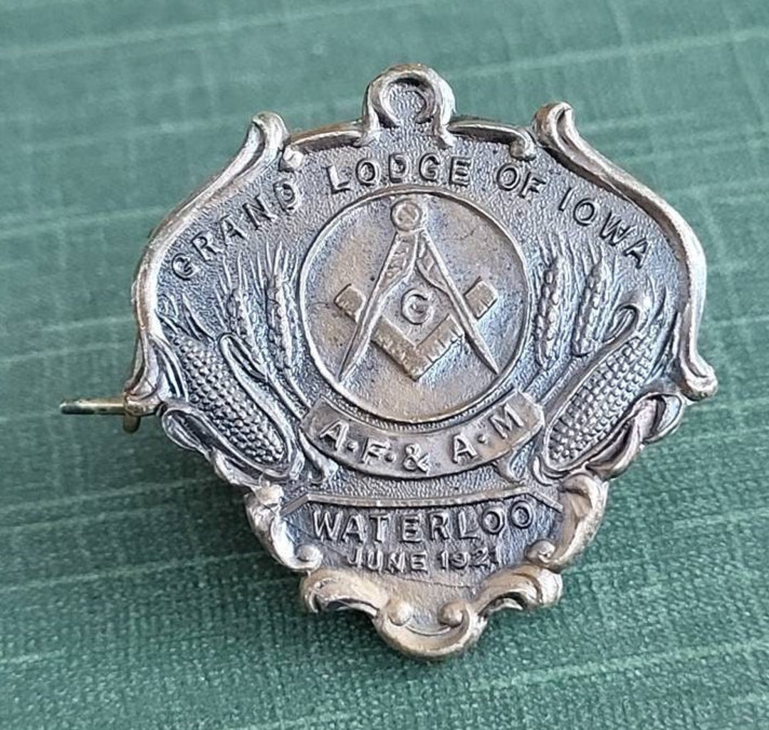 Antique Iowa Masonic Badge by Bastian Bros Co. 1921 the Grand Lodge of ...