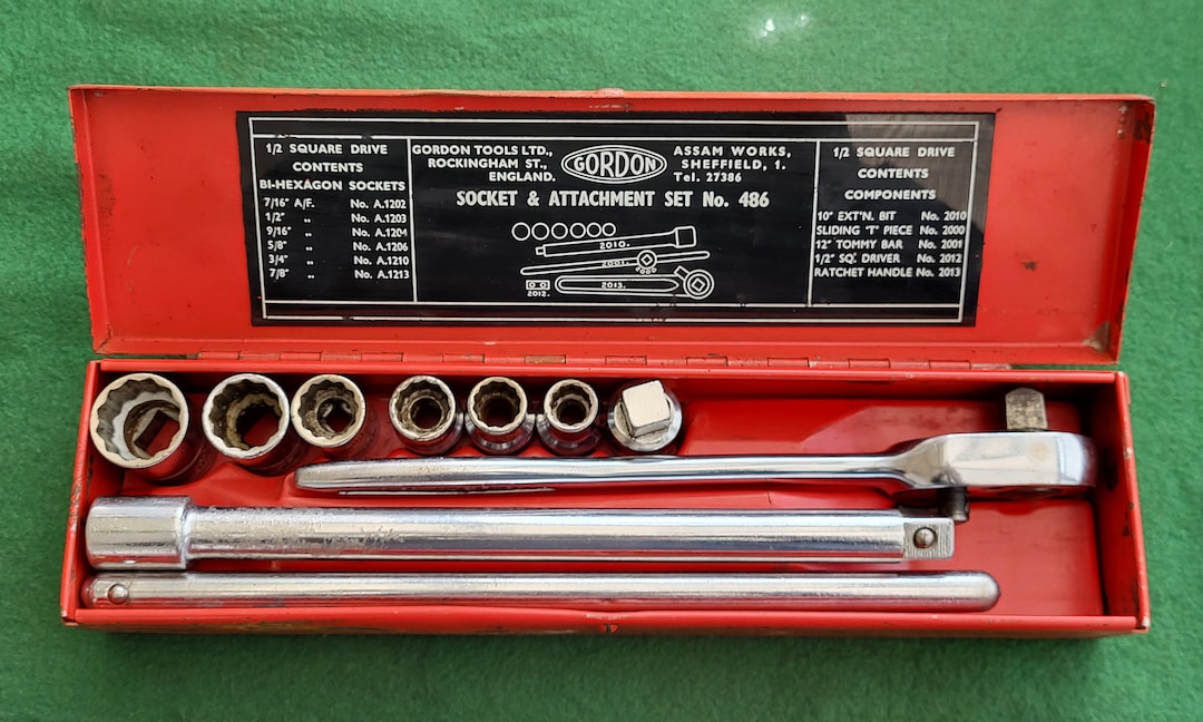 Nice Clean Vintage Gordon Socket Set in Original Metal Box. Vintage ...