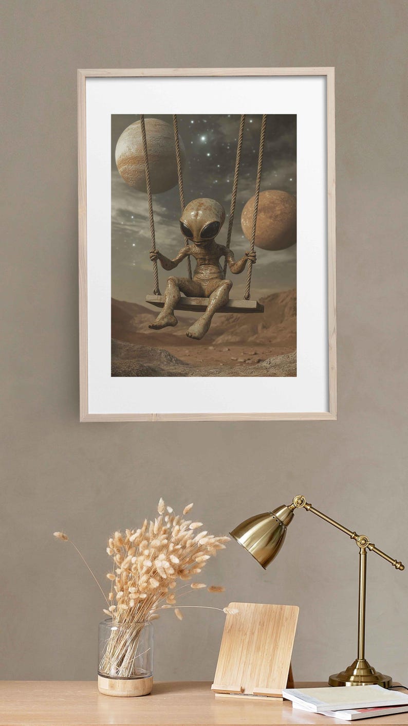 Alien Swing No.2 – Melancholy Martian in Orbit | Surreal Sci-fi Digital ...