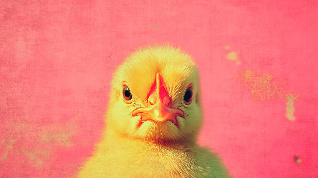 Funny Angry Chick Print, Cute Yellow Chick Art, Quirky Animal Wall Art ...