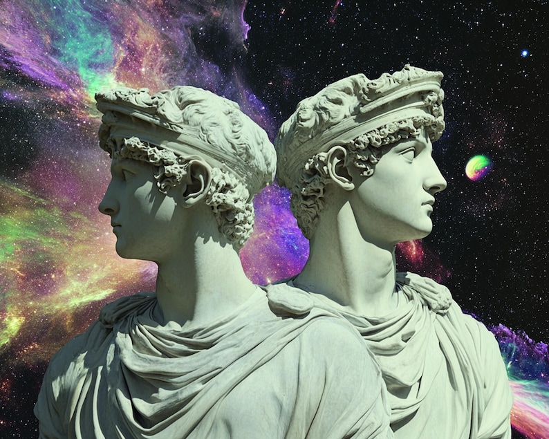 Twin Deities Cosmic Digital Art Print Greek Mythology Wall Art ...