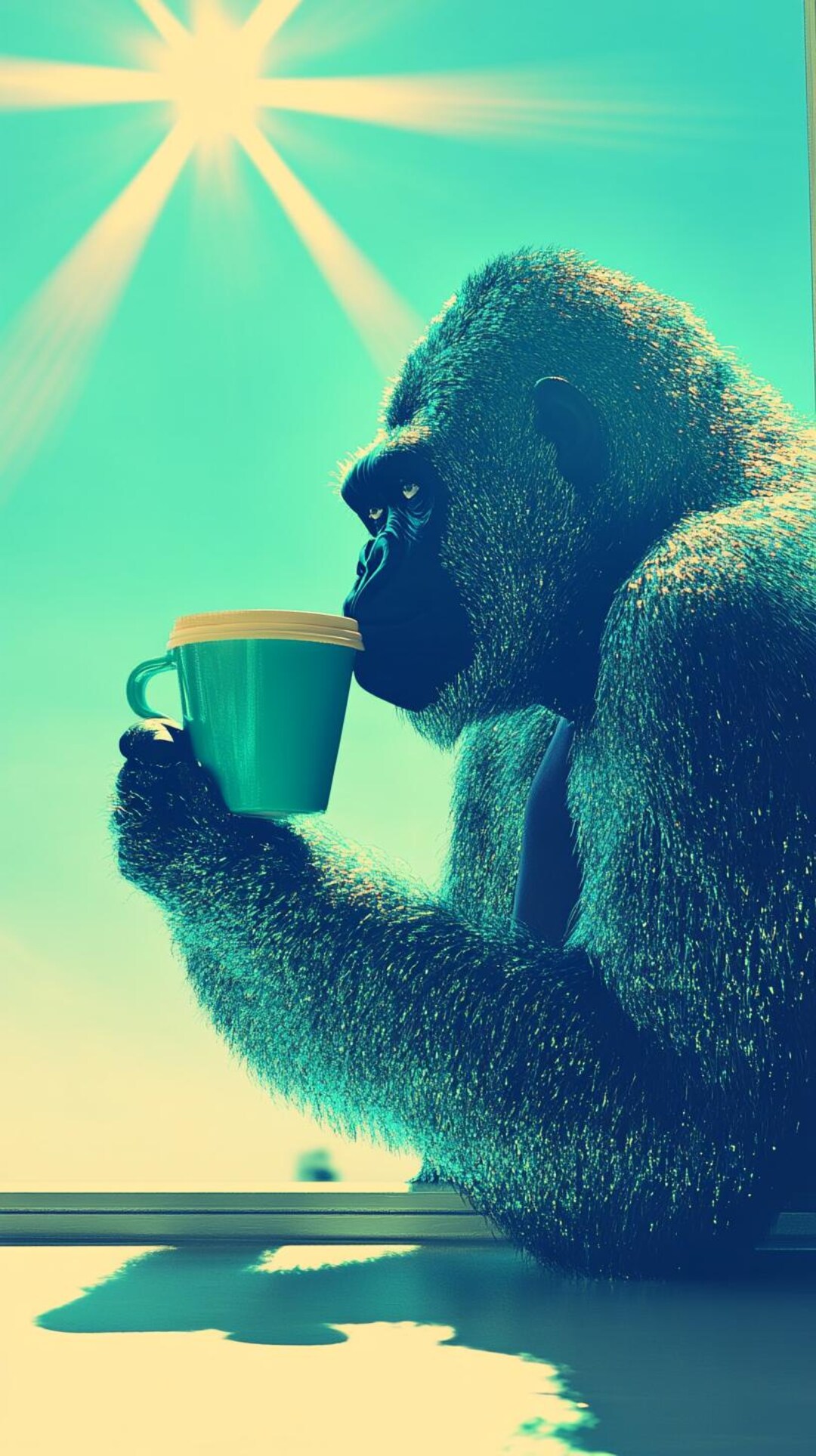 Sunlit Gorilla Coffee Digital Print – Maximalist Animal Art, Funky ...