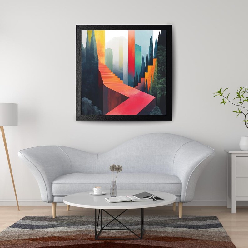 Surreal Ascending Path - Abstract Stairs Digital Art Print - Etsy