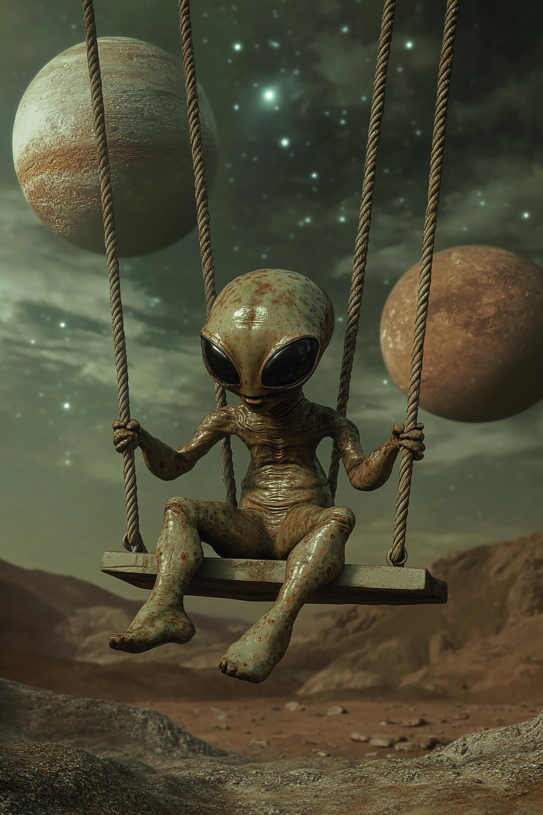 Alien Swing No.2 – Melancholy Martian in Orbit | Surreal Sci-fi Digital ...
