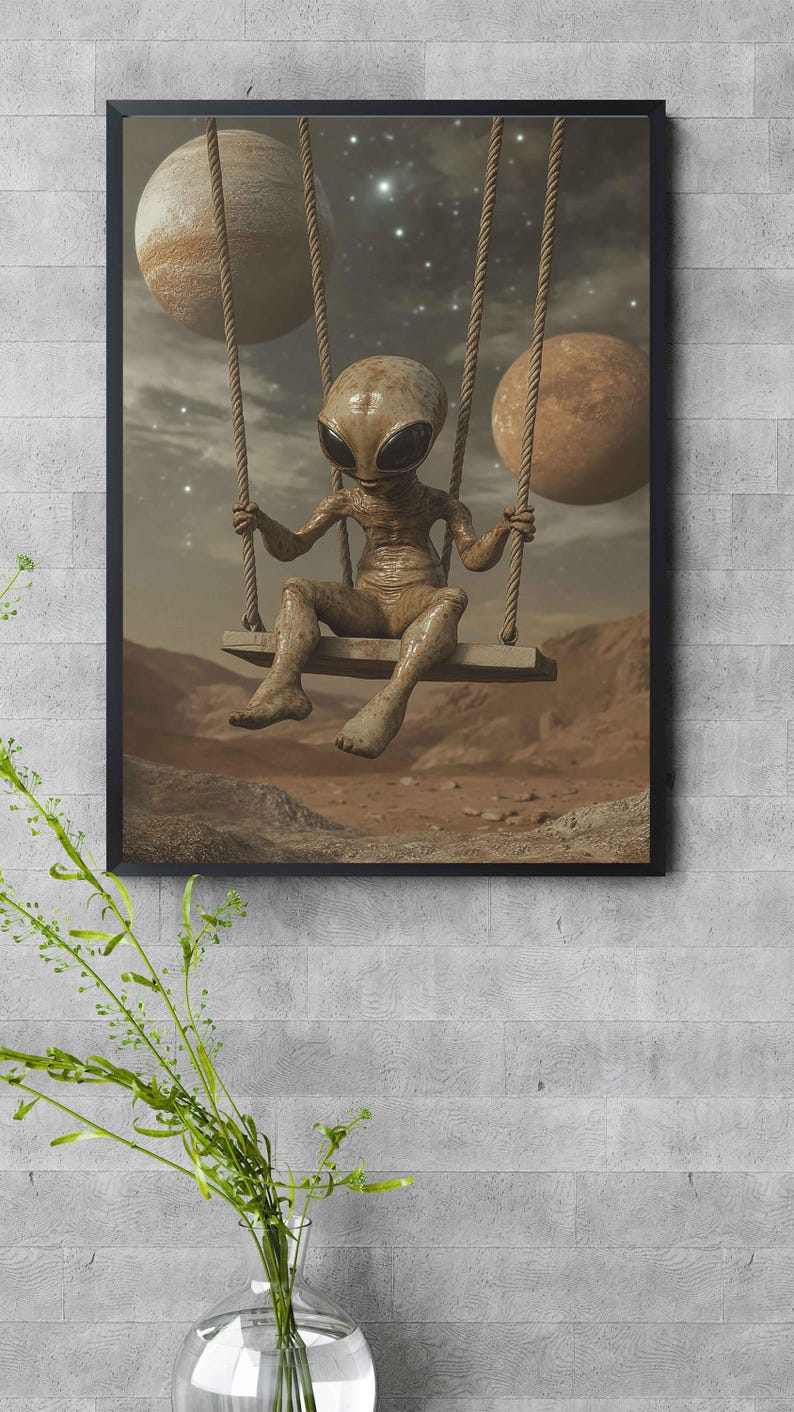 Alien Swing No.2 – Melancholy Martian in Orbit | Surreal Sci-fi Digital ...
