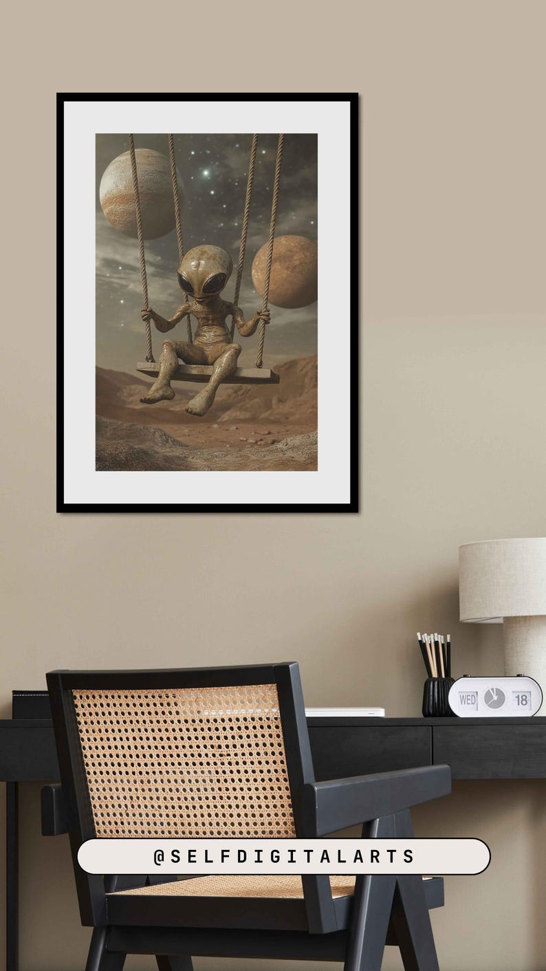 Alien Swing No.2 – Melancholy Martian in Orbit | Surreal Sci-fi Digital ...