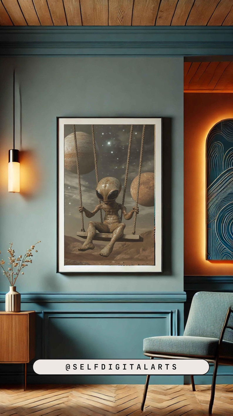 Alien Swing No.2 – Melancholy Martian in Orbit | Surreal Sci-fi Digital ...