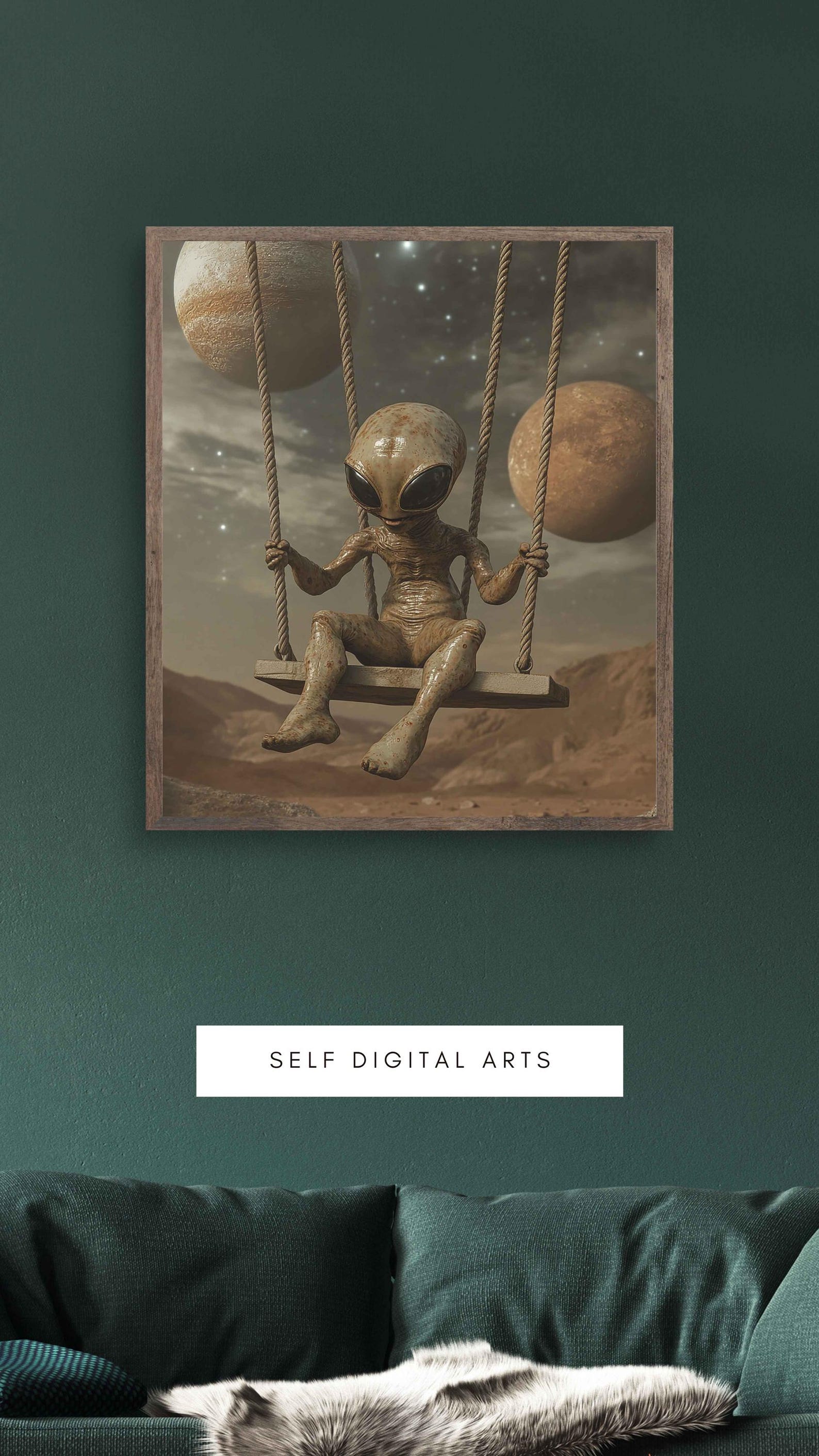 Alien Swing No.2 – Melancholy Martian in Orbit | Surreal Sci-fi Digital ...