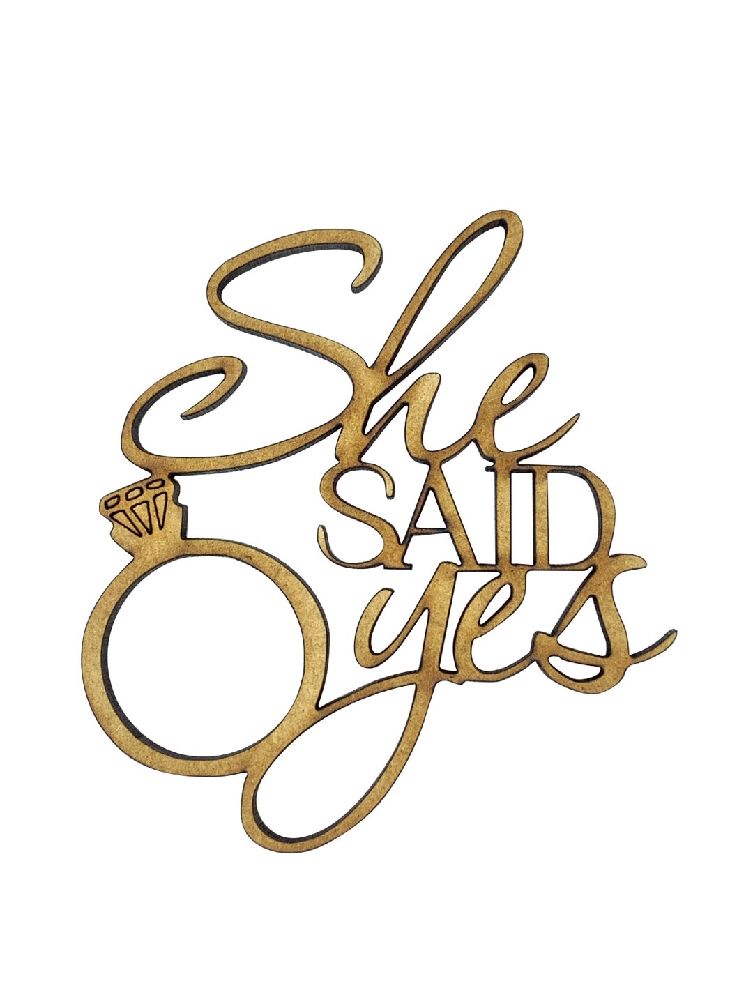 2x She Said Yes Engagement Wedding 7cm Wood Craft Embelishments Laser ...