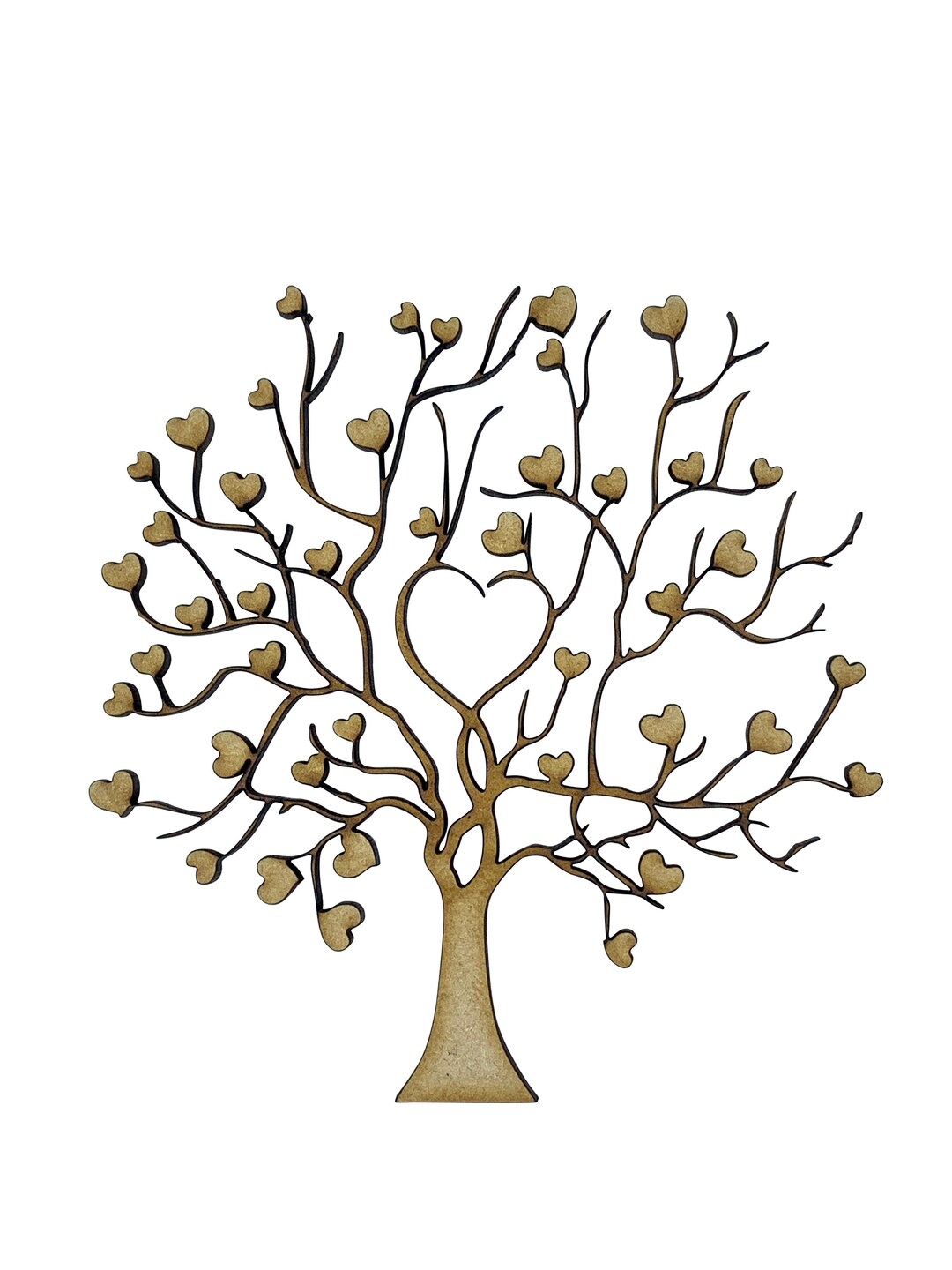 2x Heart Tree Branch Intricate 10cm Wood Craft Embelishments Laser Cut ...