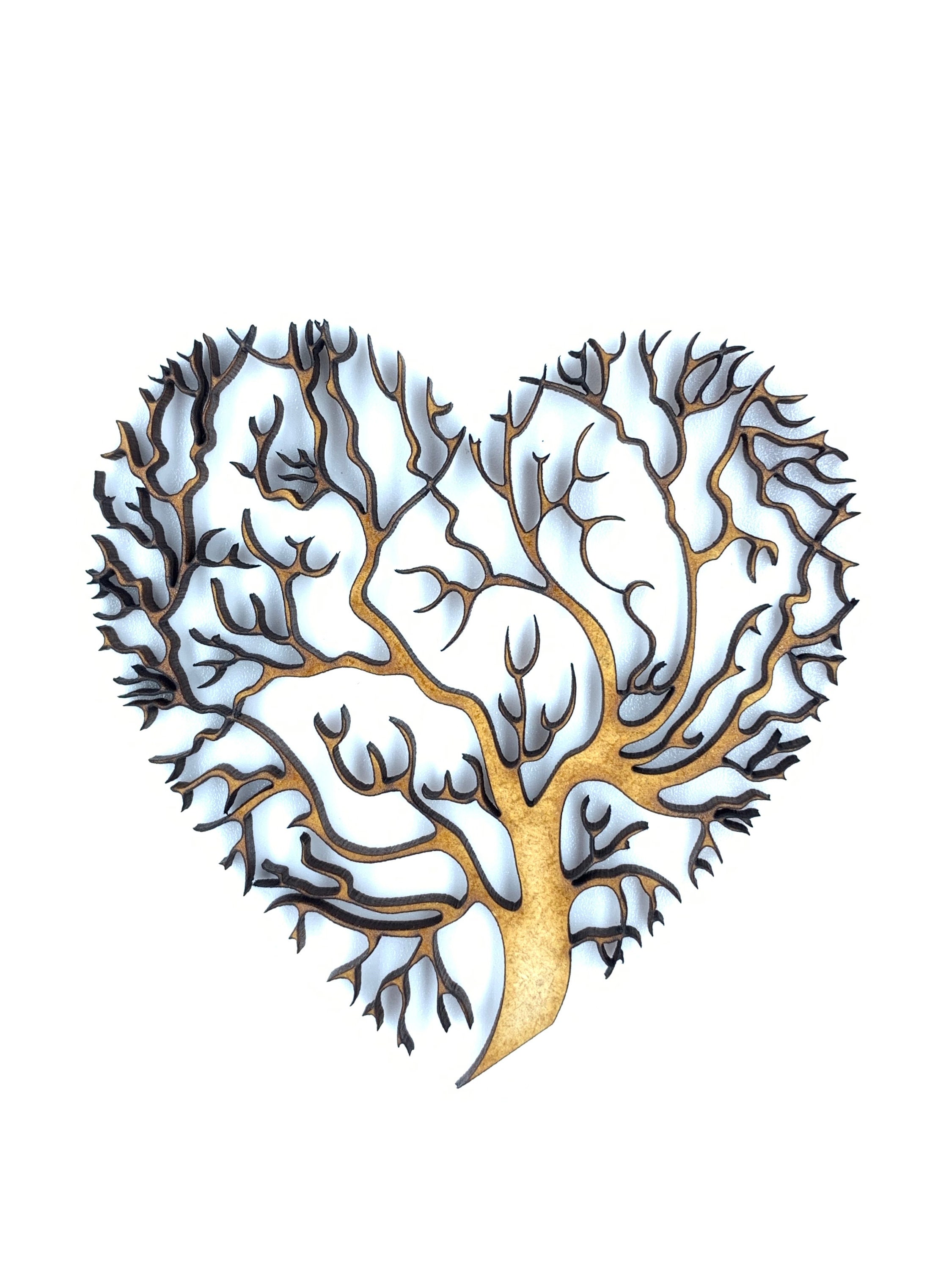 2x Heart Shape Tree Branches 7.5cm Wood Craft Embelishments Laser Cut ...