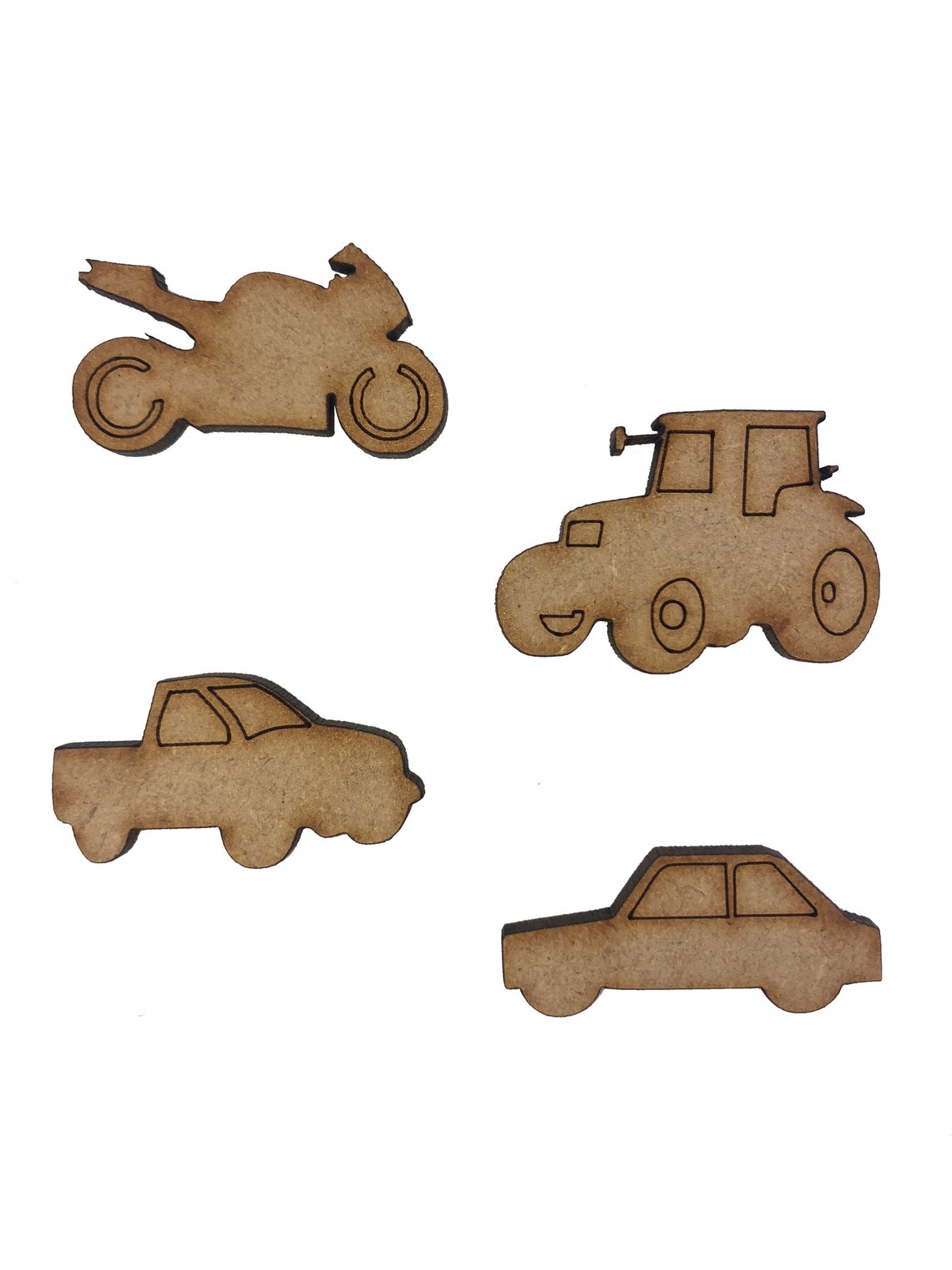 20x Assorted Car Vehicles 3cm Wood Craft Embelishments Laser Cut Shape ...
