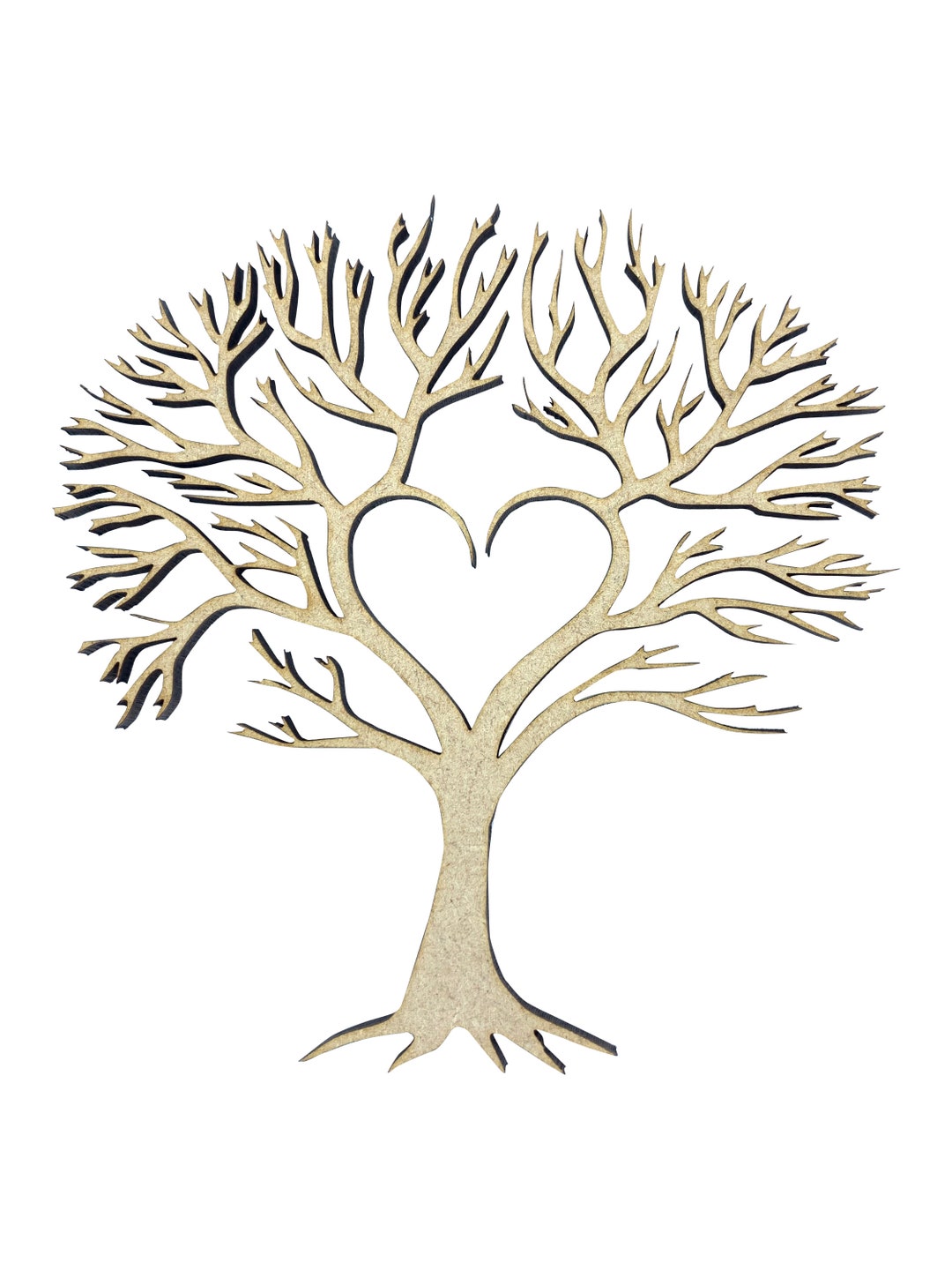 2x Heart Shape Tree Branches 10cm Wood Craft Embelishments Laser Cut ...