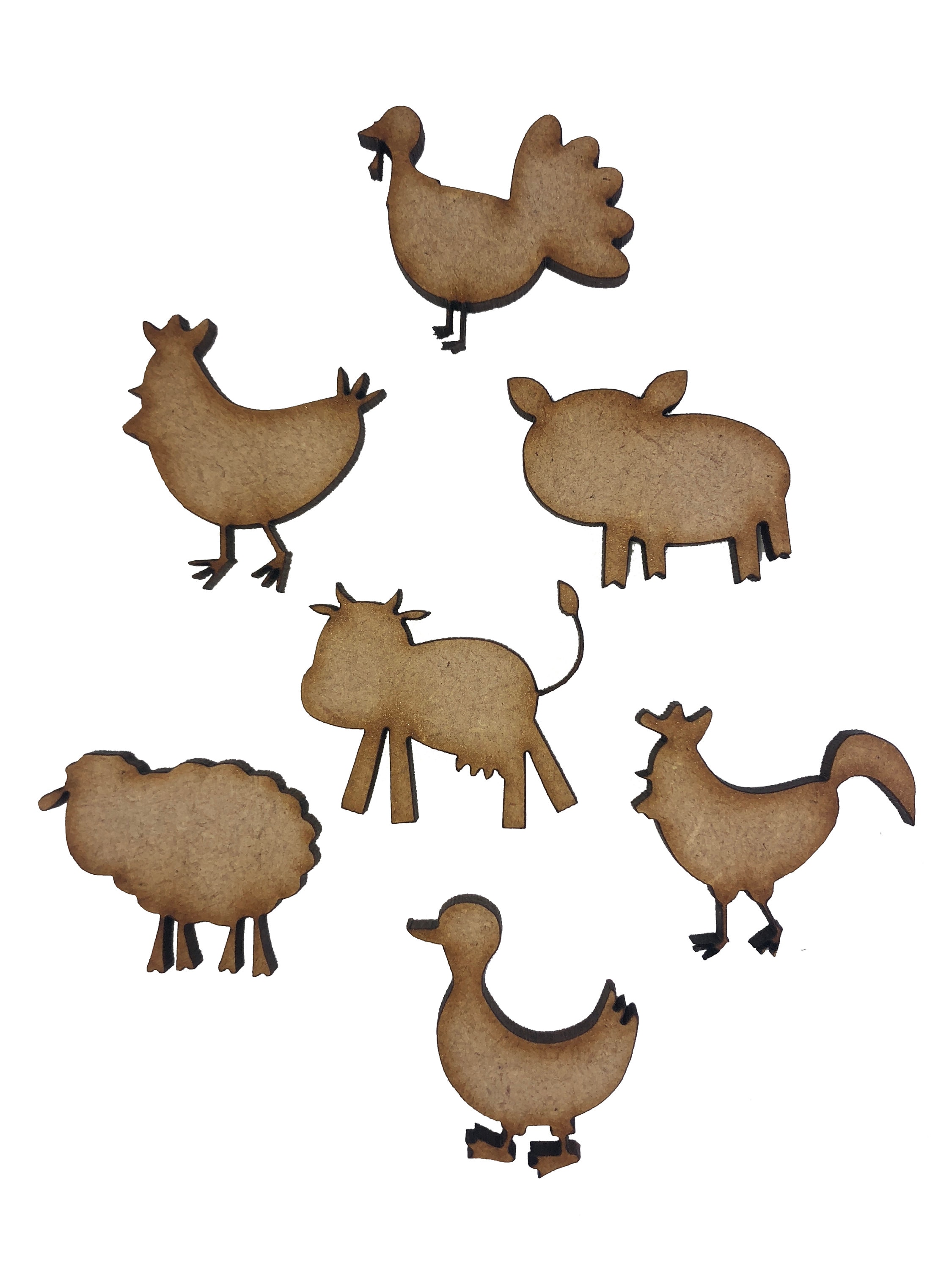20x Assorted Farm Animals 3cm Wood Craft Embelishments Laser | Etsy