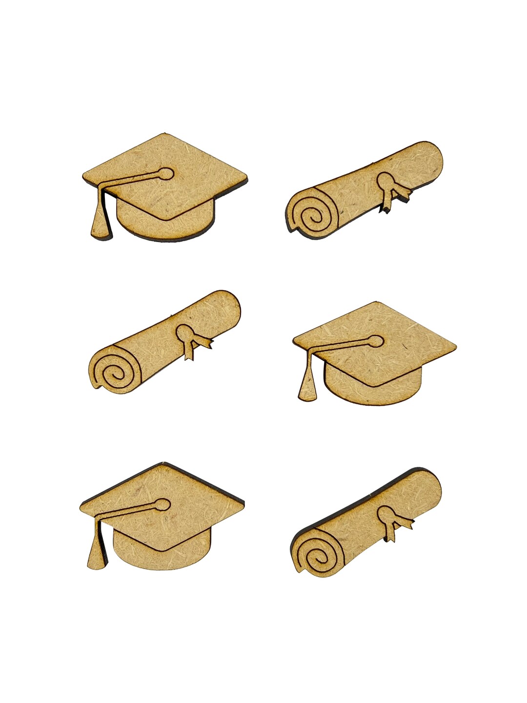 20x Graduation Hat Scroll Degree 3cm Wood Craft Embelishments Laser Cut ...