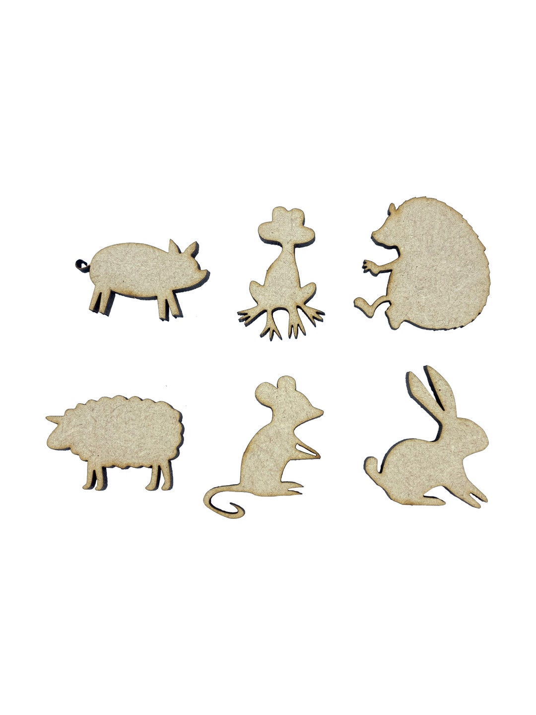 20x Assorted Farm Animals Hare 3cm Wood Craft Embelishments Laser Cut ...