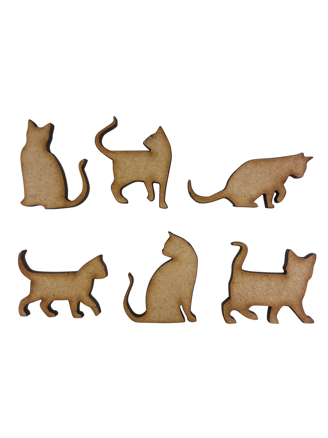 20x Assorted Cat Shapes Cats 3cm Wood Craft Embelishments Laser Cut ...