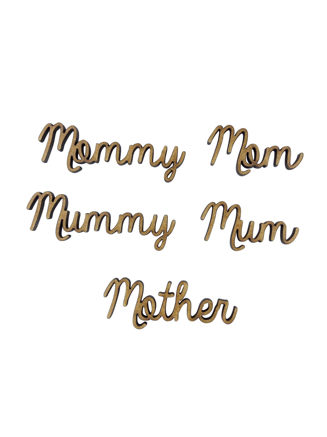 10x Mom Mum Mother Words 5cm Wood Craft Embelishments Laser Cut Shape ...