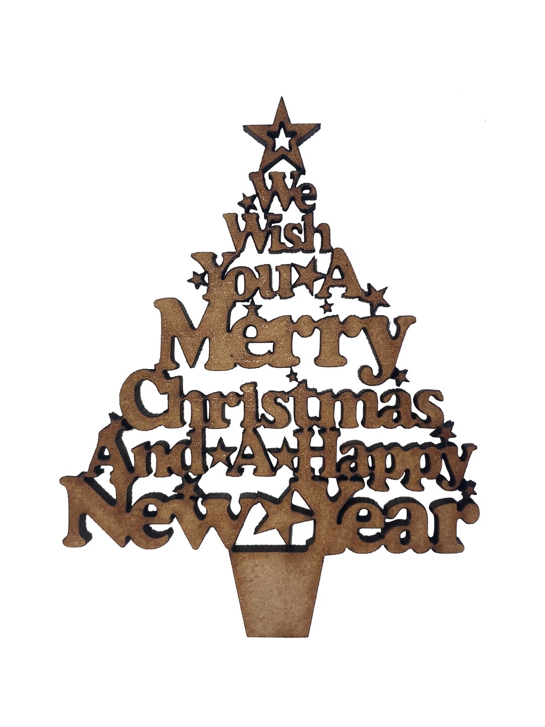 2x Merry Christmas Tree 7cm Wood Craft Embelishments Laser Cut Shape ...
