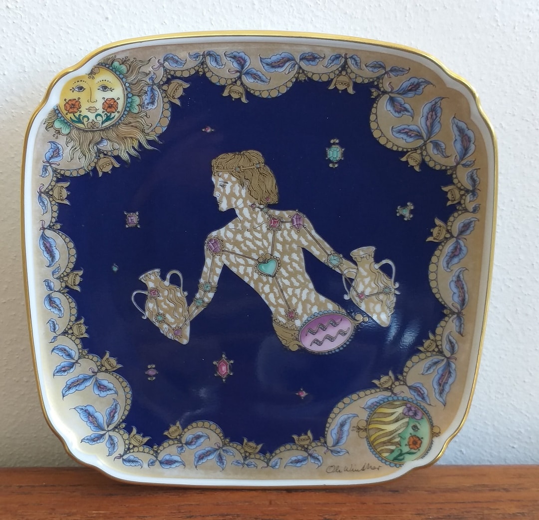 Hutschenreuter Wall Plate ONE WATERMAN LEFT, Zodiac Sign in Cobalt Blue ...