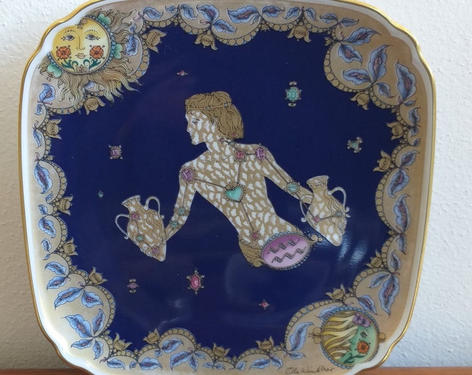 Hutschenreuter Wall Plate ONE WATERMAN LEFT, Zodiac Sign in Cobalt Blue ...