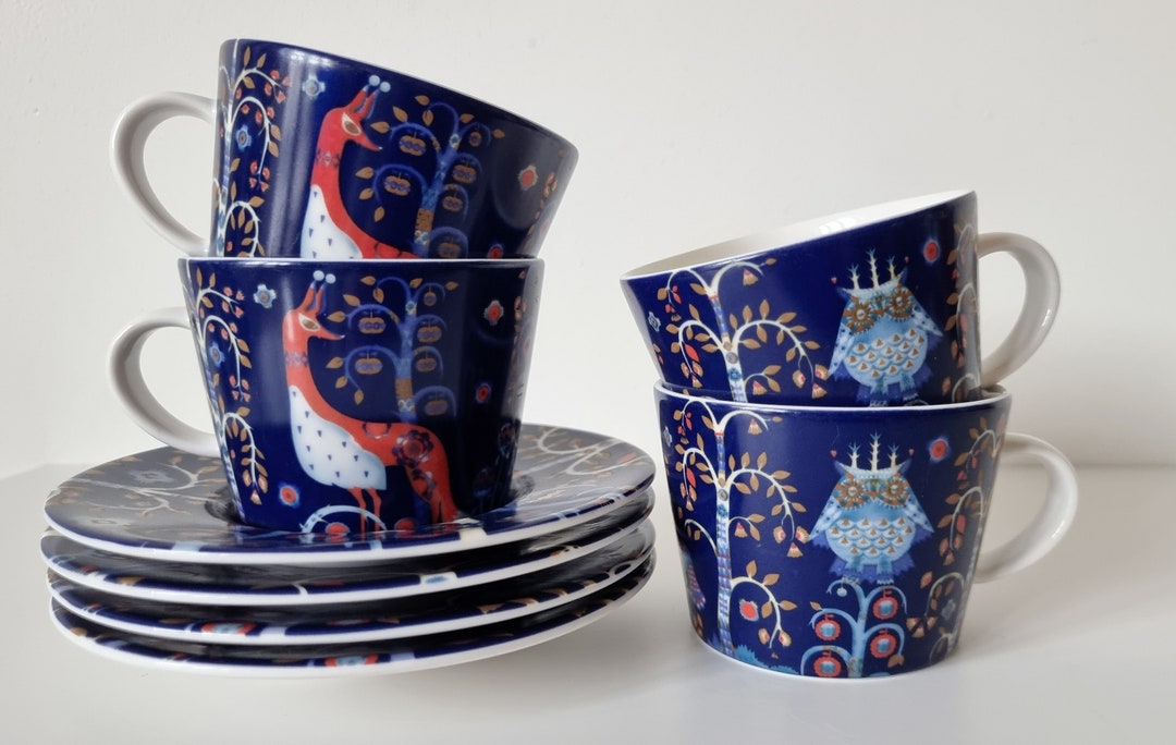 Set of Iittala Cup and Saucer in Taika Blue With Magical - Etsy