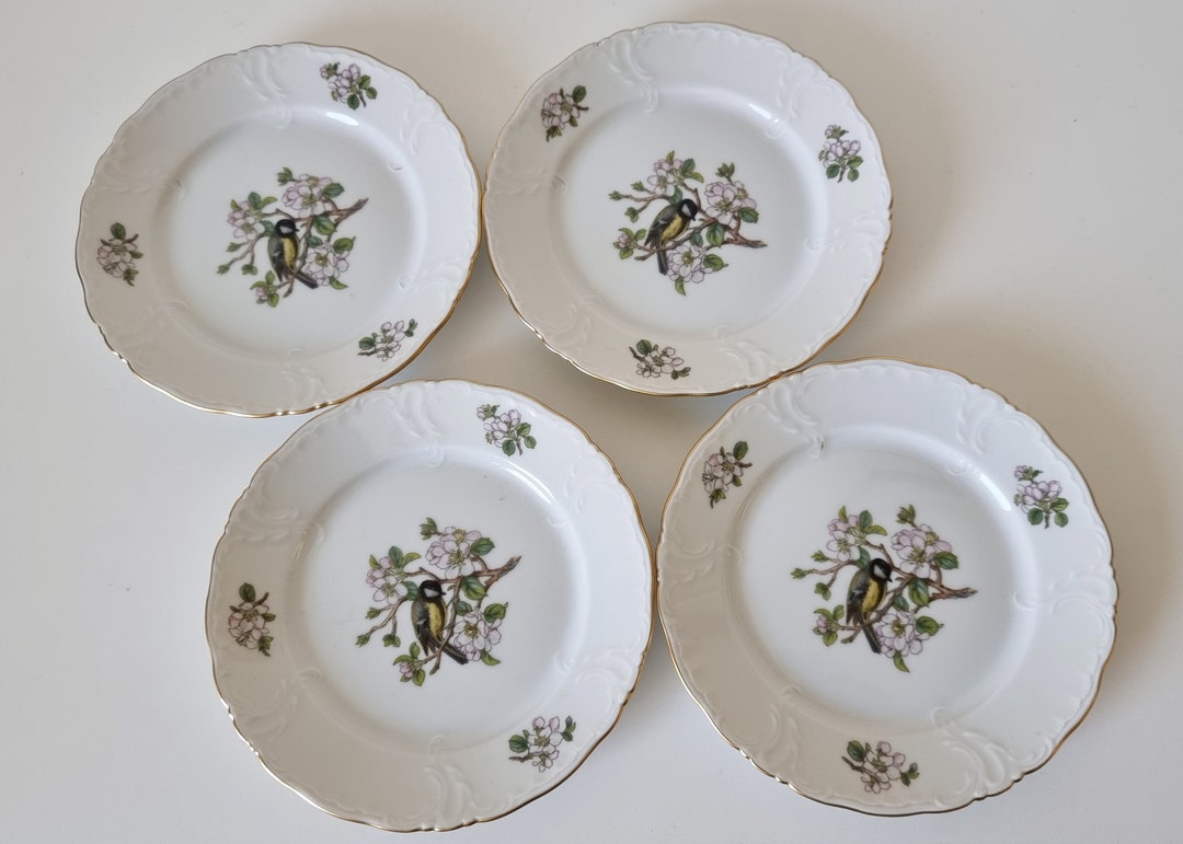 Set of 4 Royal Copenhagen SPRING Bird Small Pastry or Cake Plates ...