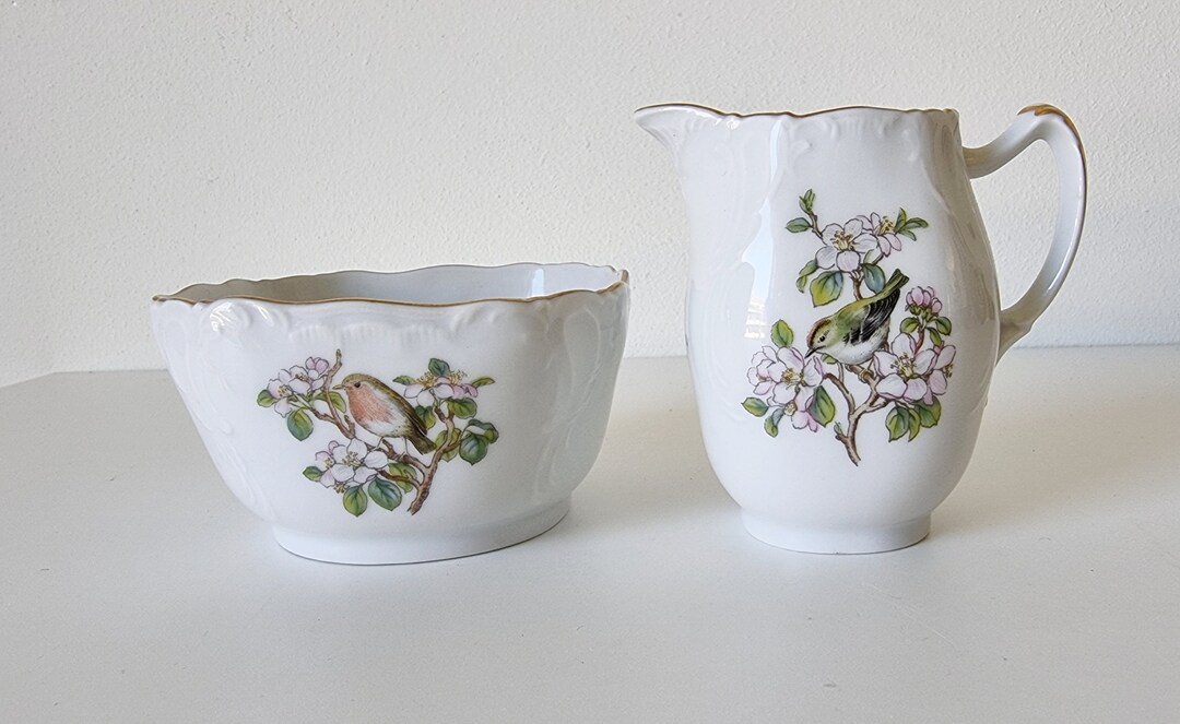 Royal Copenhagen Spring Garden Song Bird, Set Creamer and Sugar Bowl ...