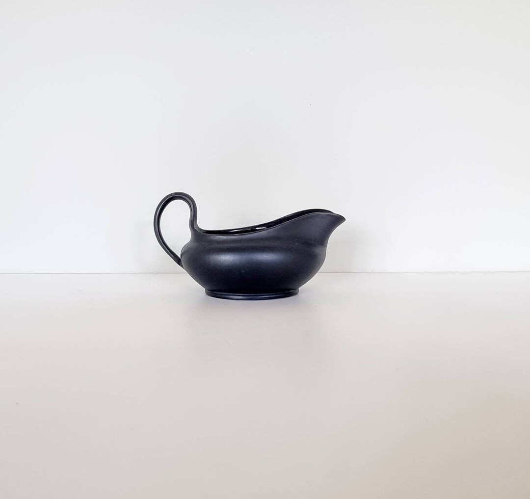 Wedgwood Black Basalt Art Deco Style Small Low Creamer or Sauce Boat ...