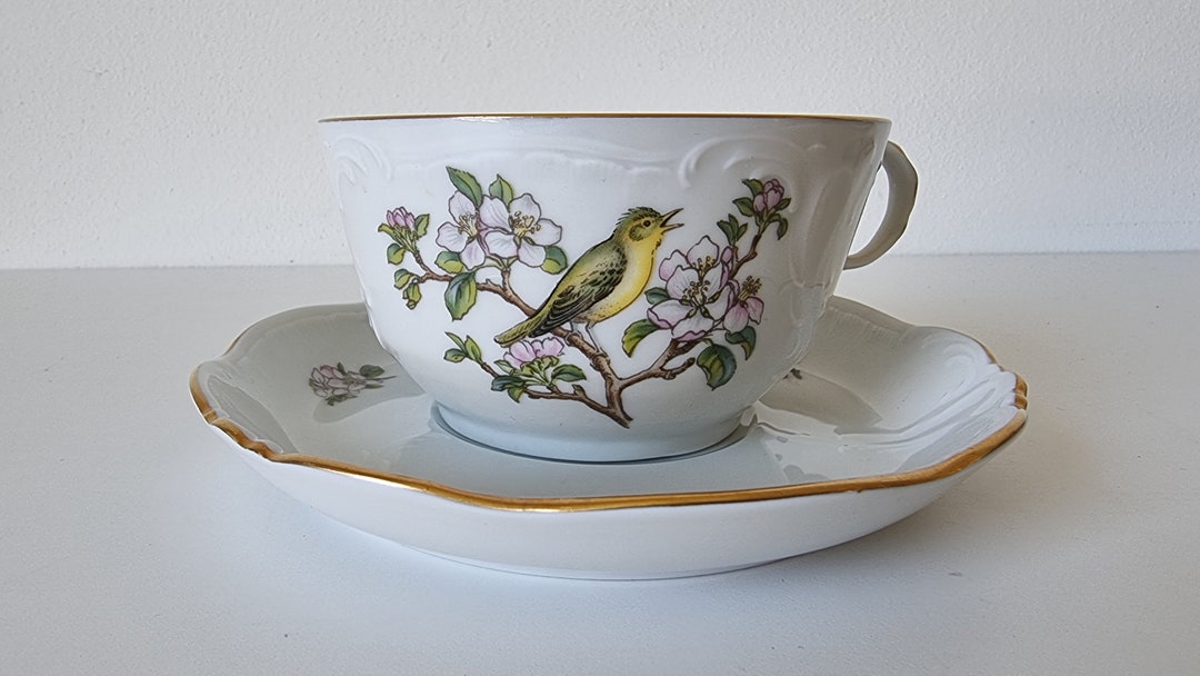 Royal Copenhagen SPRING Bird, Set Cup and Saucer Garden Song Decoration ...