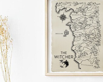 Witcher Map Continent Geralt of Rivia Art Witcher Poster | Etsy