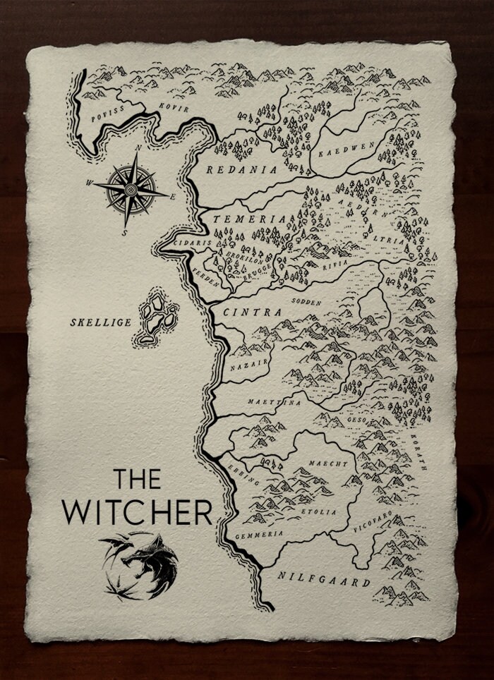 Witcher Map Continent Geralt of Rivia Art Witcher Poster | Etsy