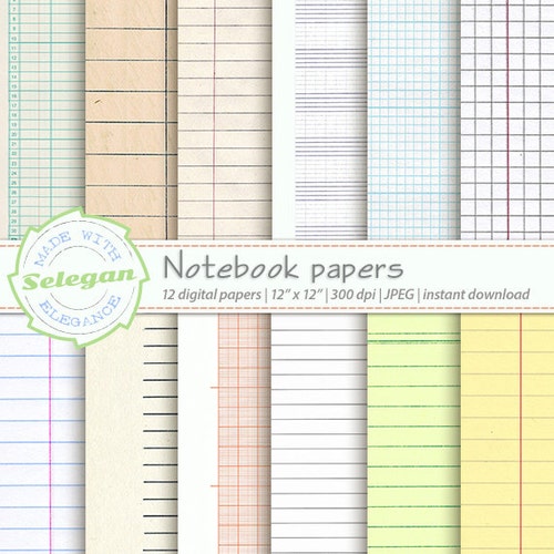 Notebook Digital Papers Back to School Digital Paper - Etsy