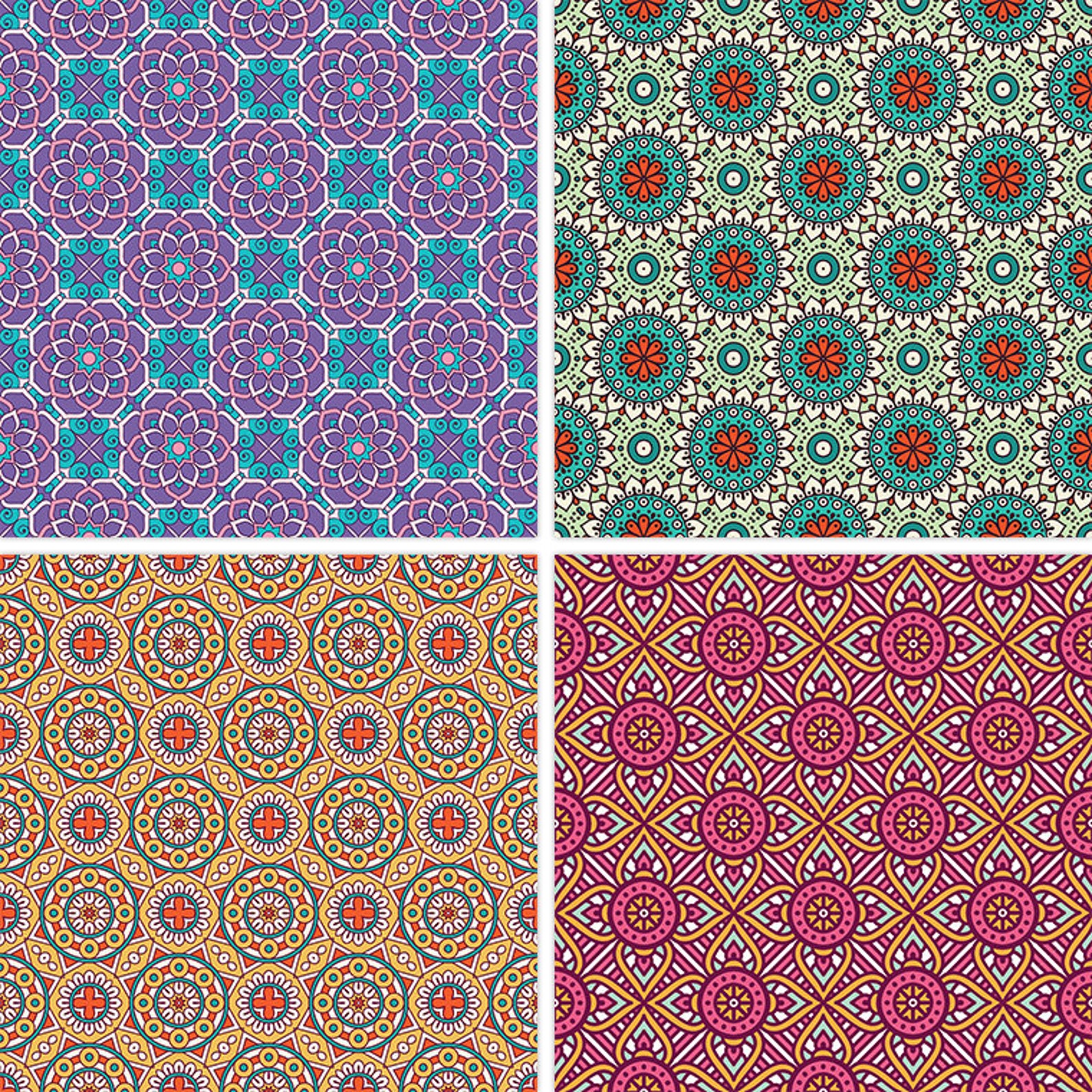 FLORAL MANDALA 3 12x12 Inch 300 Dpi Digital Paper Pack - Etsy