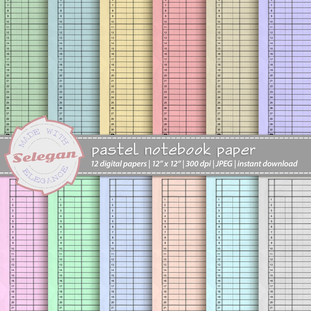 PASTEL NOTEBOOK PAPER Back to School Themed Paper Texture Backgrounds ...