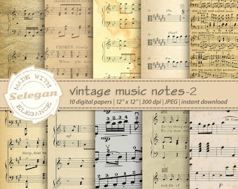 VINTAGE MUSIC NOTES Old Antique Music Note Digital | Etsy