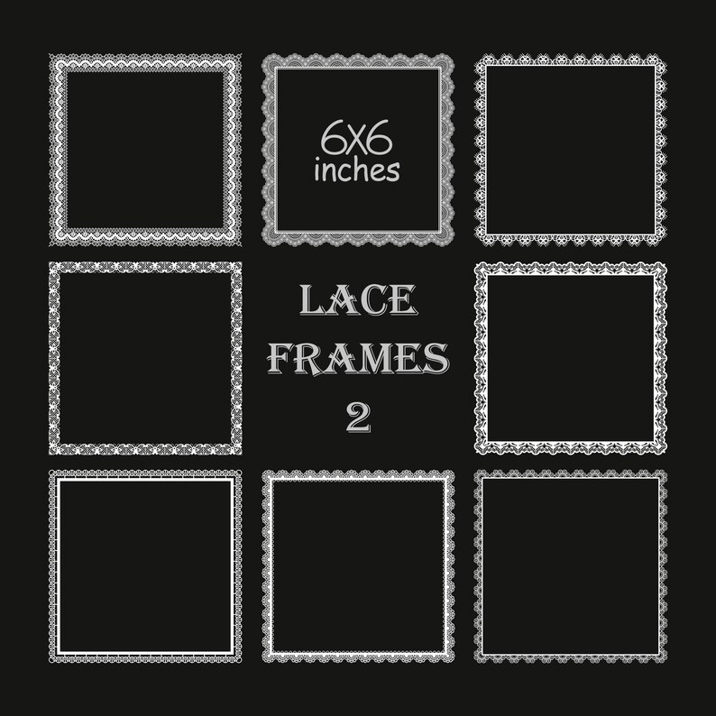 LACE FRAMES 2 Digital Printable Square and Rectangle - Etsy