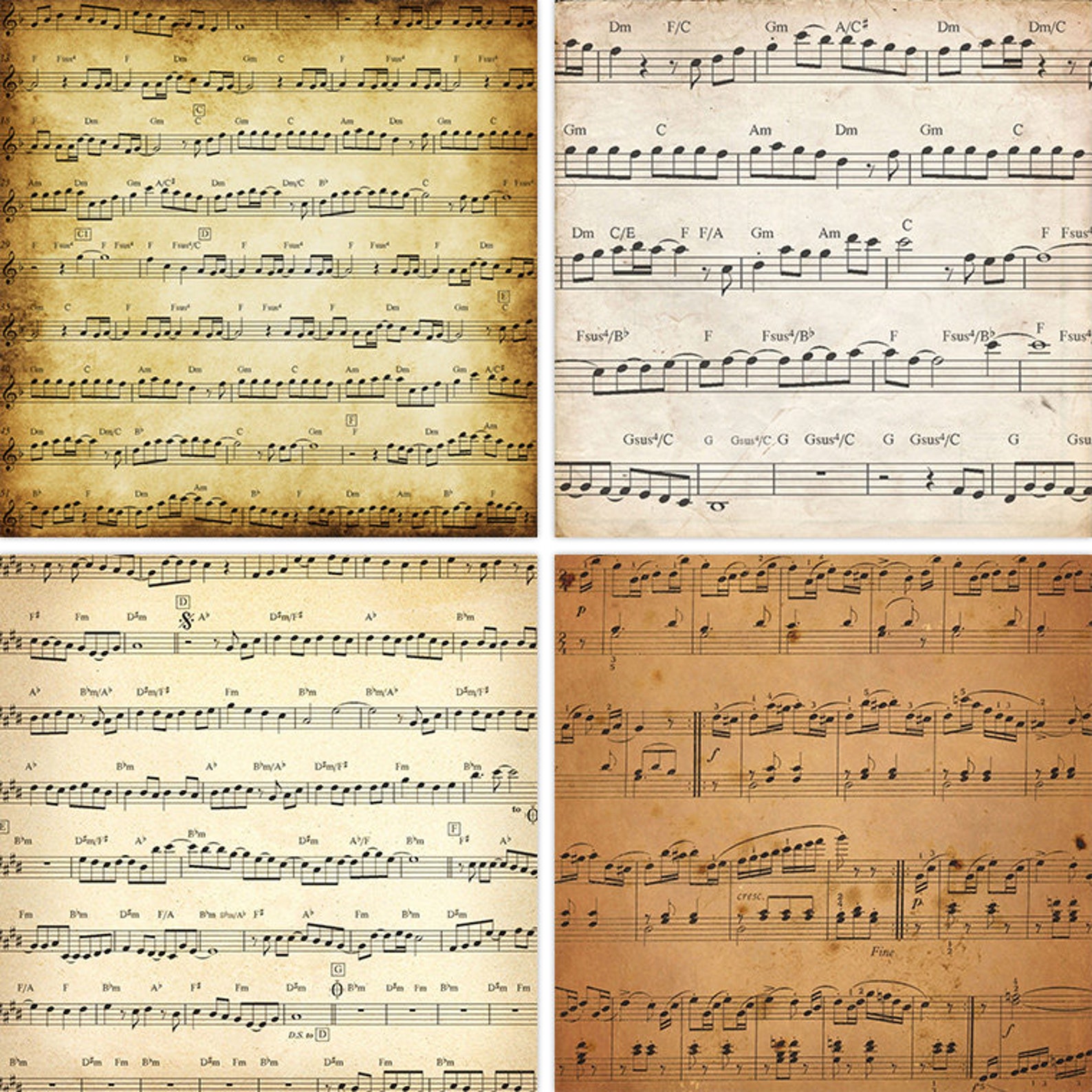 VINTAGE MUSIC NOTES Old Antique Music Note Digital - Etsy