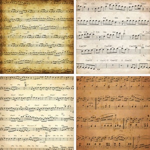 VINTAGE MUSIC NOTES Old Antique Music Note, Digital Scrapbook Paper ...
