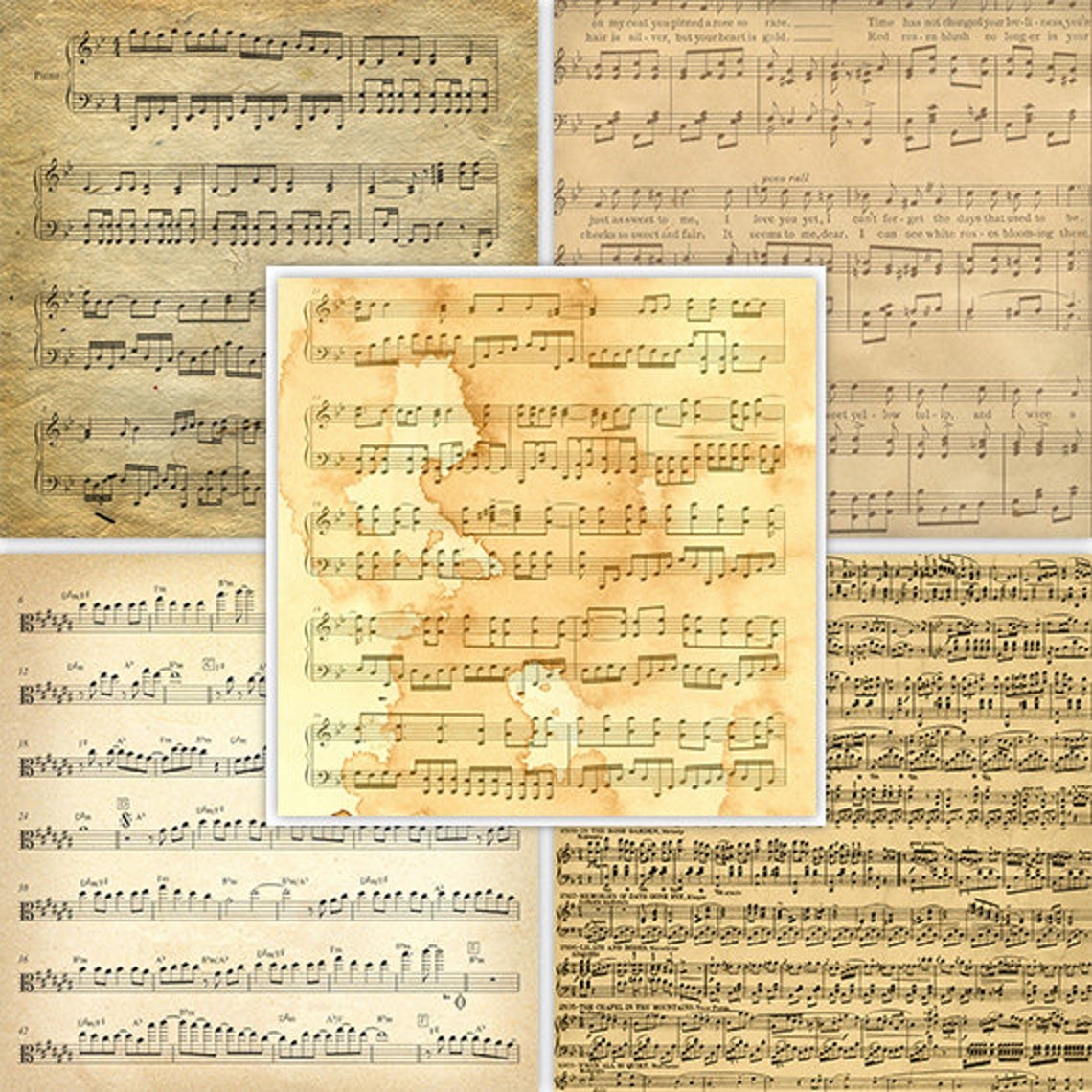 VINTAGE MUSIC NOTES 2 Antique Digital Paper Old Paper - Etsy