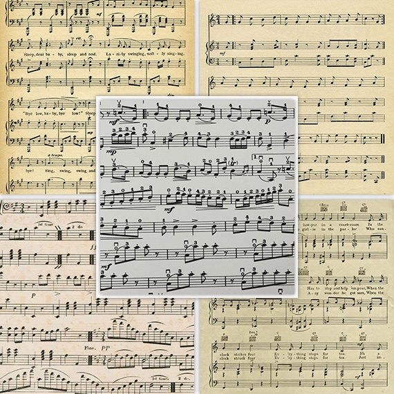 VINTAGE MUSIC NOTES 2 Antique Digital Paper Old Paper - Etsy