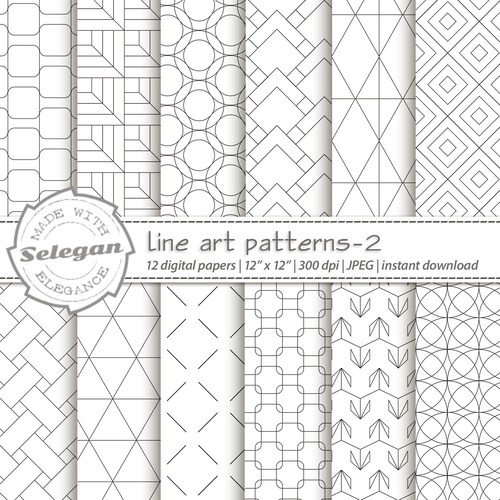 LINE ART PATTERNS Digital Printable Geometric Patterns for | Etsy