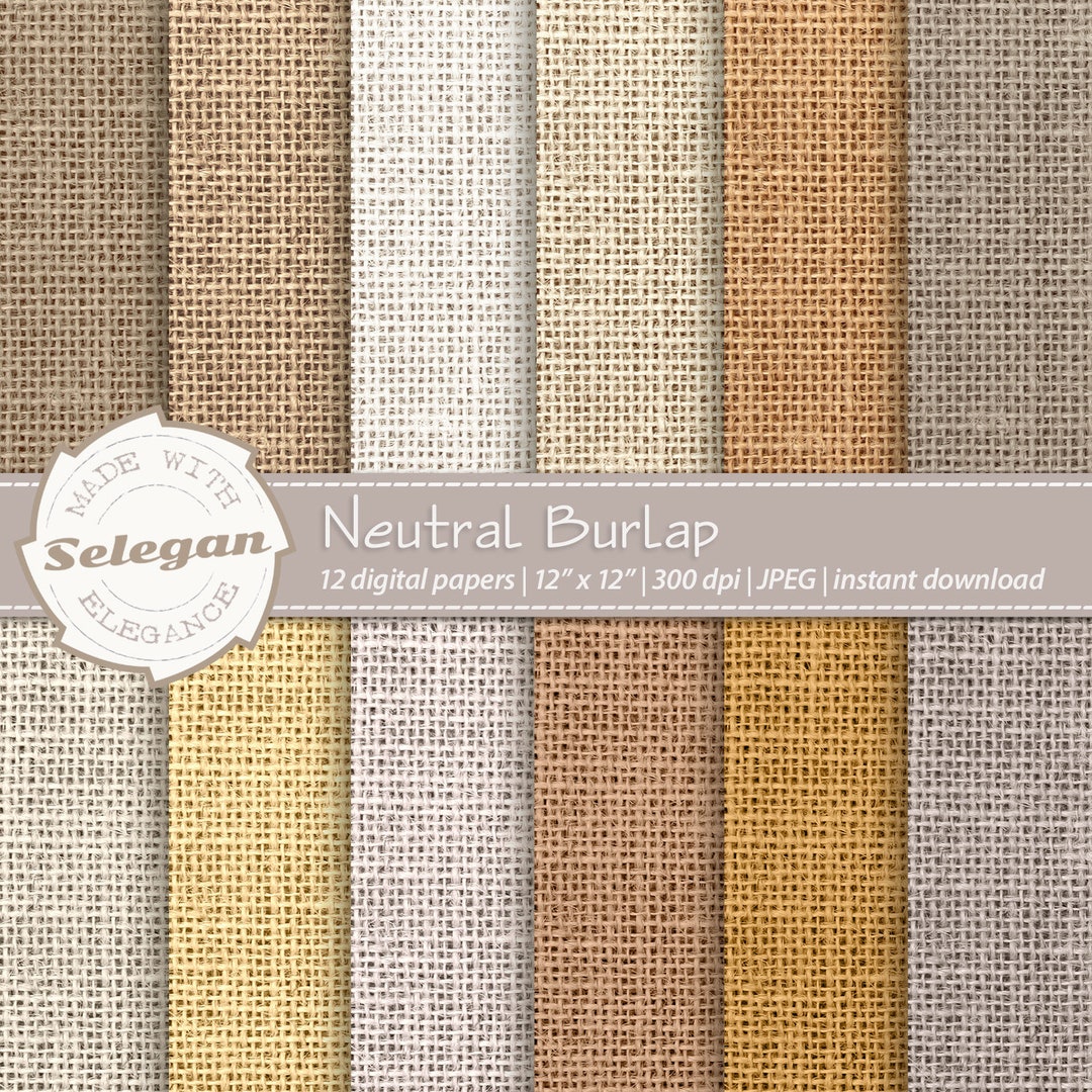 NEUTRAL BURLAP Digital Printable Scrapbook Paper Backgrounds Download ...