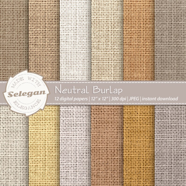 NEUTRAL BURLAP Digital Printable Scrapbook Paper Backgrounds Download ...
