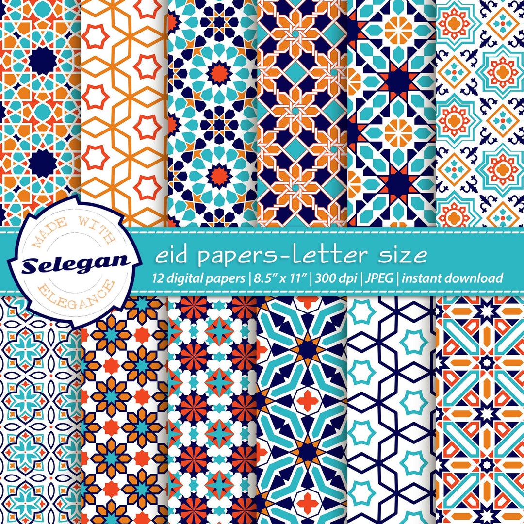 EID PAPERS LETTER , Arabic Pattern, Islamic Pattern, Ramadan Paper, 8 ...