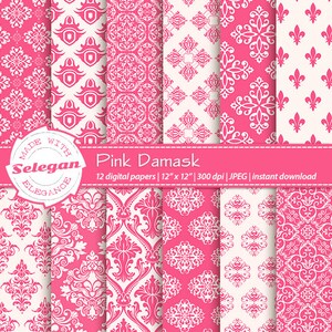 Colorful Damask Digital Paper Scrapbooking Paper 12x12 | Etsy